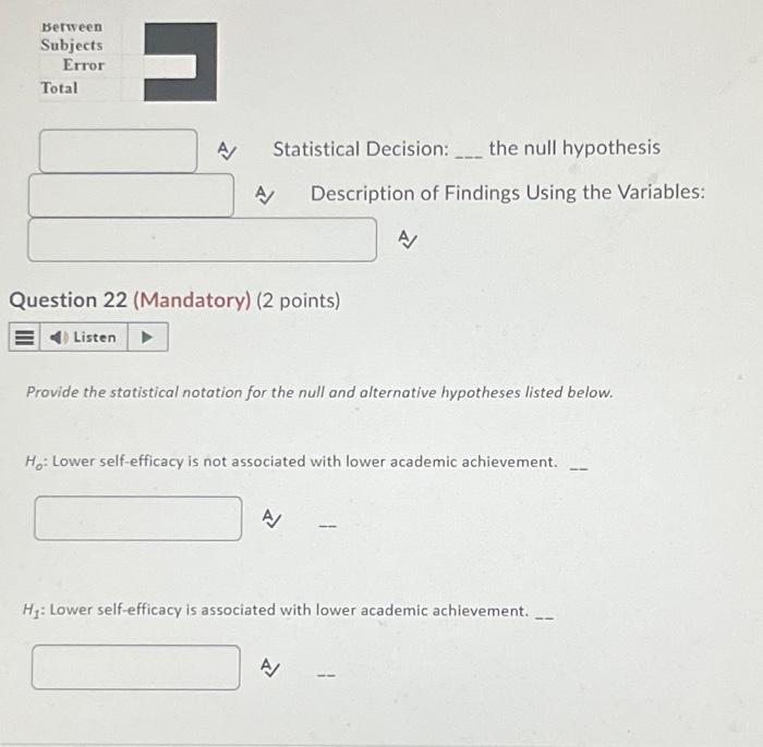 Solved A) Statistical Decision: the null hypothesis A | Chegg.com