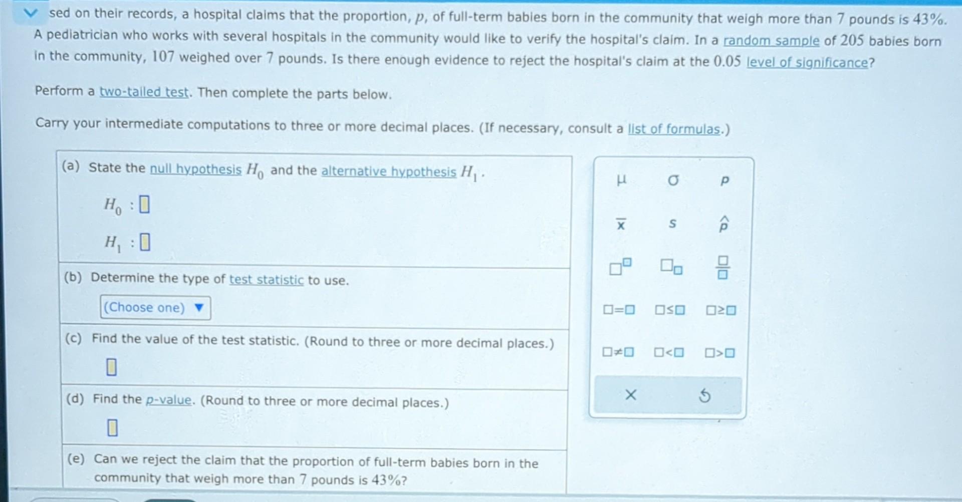 Solved sed on their records, a hospital claims that the | Chegg.com