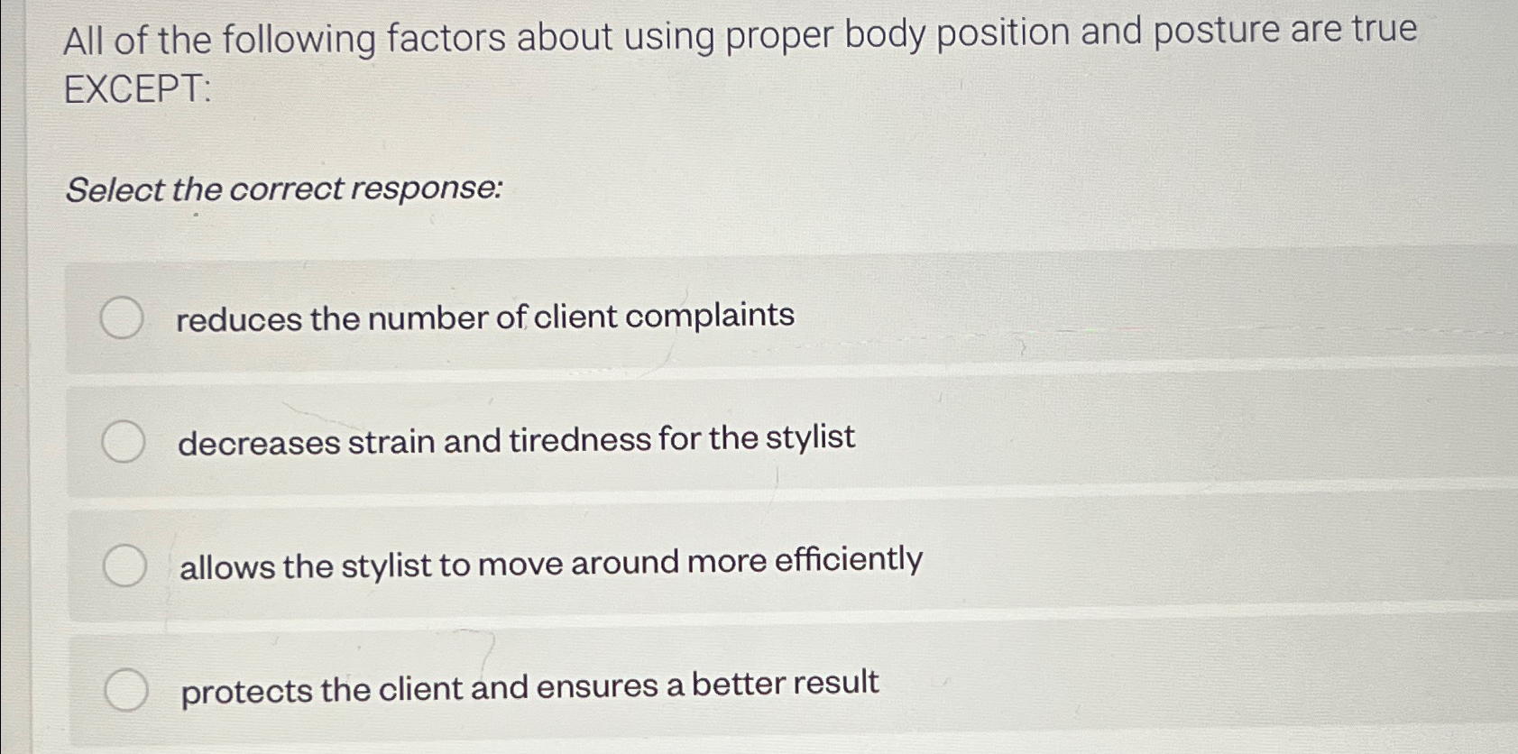 Solved All of the following factors about using proper body | Chegg.com