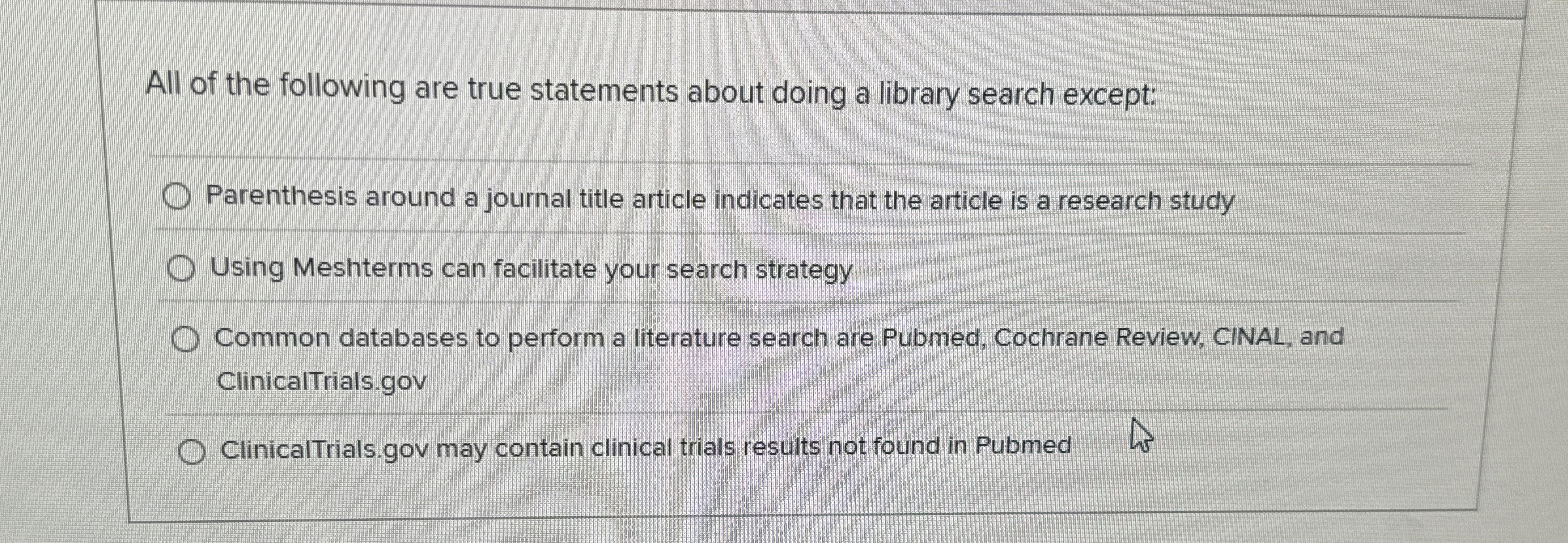 Solved All of the following are true statements about doing | Chegg.com