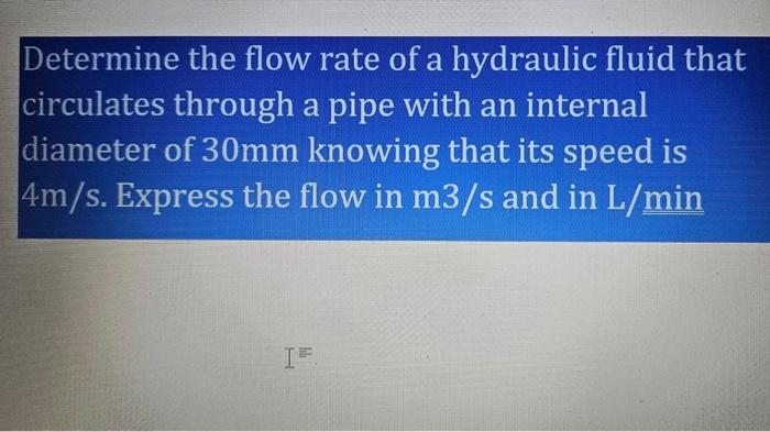 Solved Determine the flow rate of a hydraulic fluid that | Chegg.com