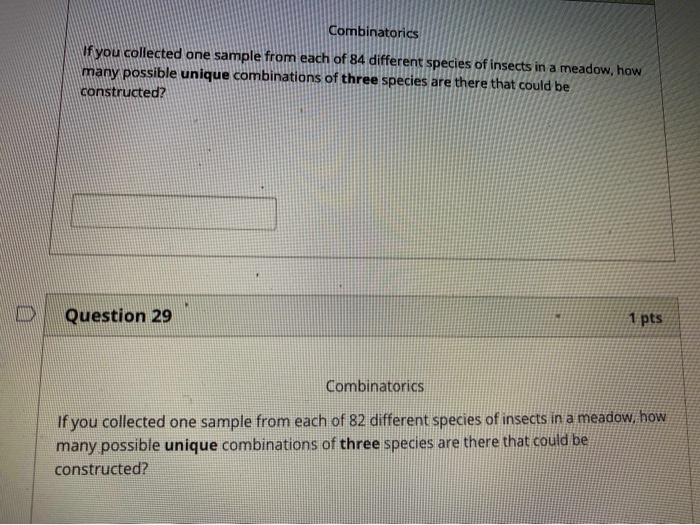 Solved Combinatorics If you collected one sample from each | Chegg.com