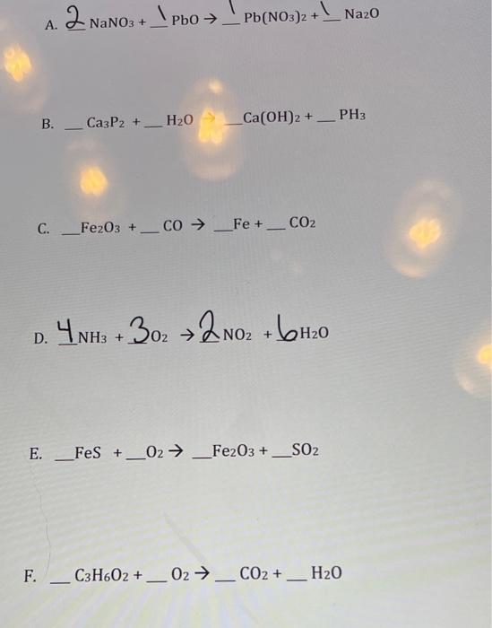 Solved 2 NaNO3 + A. Pb(NO3)2 + B. Ca3P2 + - H₂0 Ca(OH)2 + - | Chegg.com