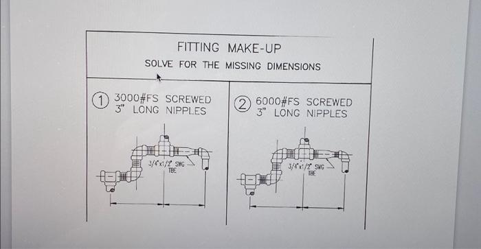 Solved FITTING MAKE-UP SOLVE FOR THE MISSING DIMENSIONS | Chegg.com