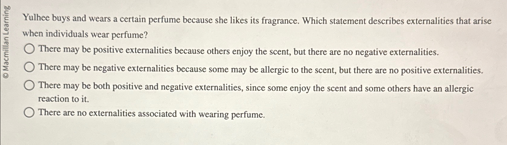 Solved Yulhee buys and wears a certain perfume because she | Chegg.com