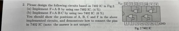 Solved 2. Please design the following circuits based on 7402 | Chegg.com
