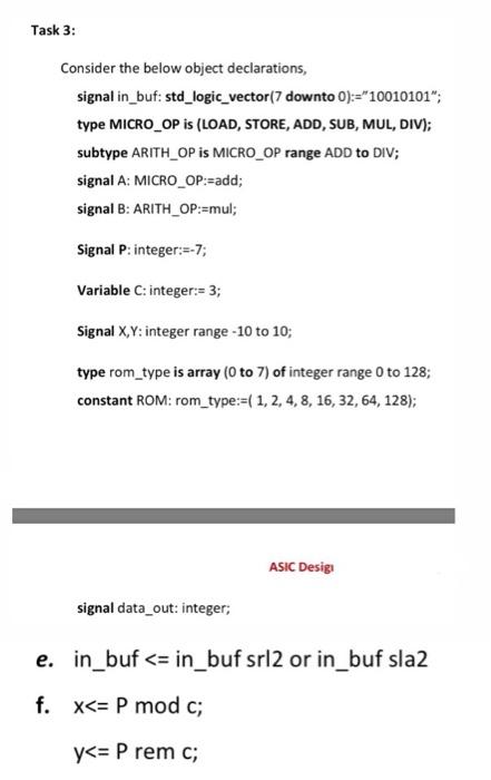 Task 3: Consider the below object declarations, | Chegg.com