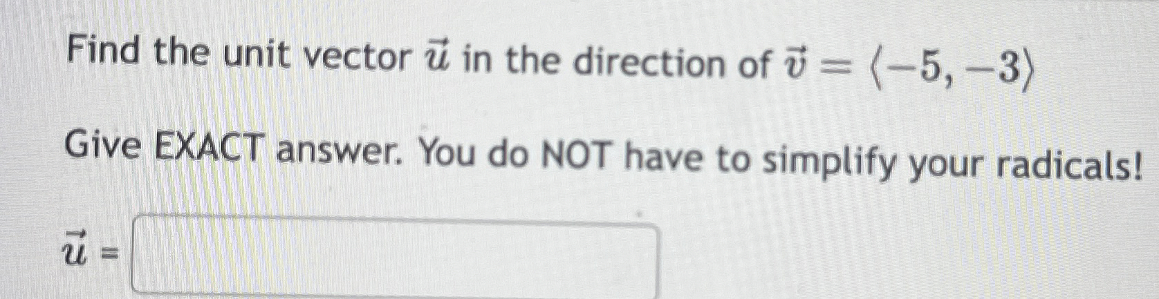 Solved Find the unit vector vec(u) ﻿in the direction of | Chegg.com