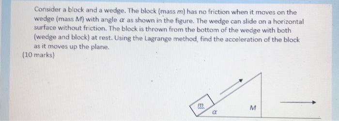 Solved Consider a block and a wedge. The block (mass m) has | Chegg.com