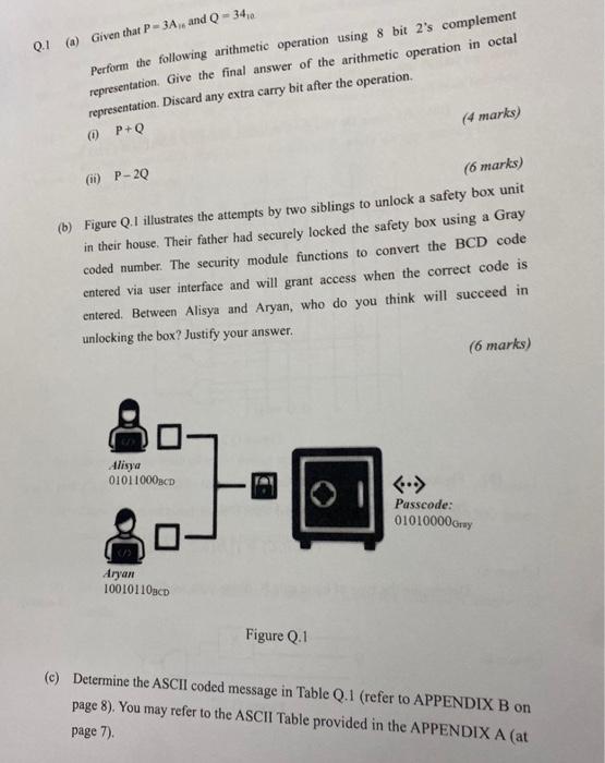 Solved Q.1 (a) Given that P=3 A16 and Q=3410 Perform the | Chegg.com