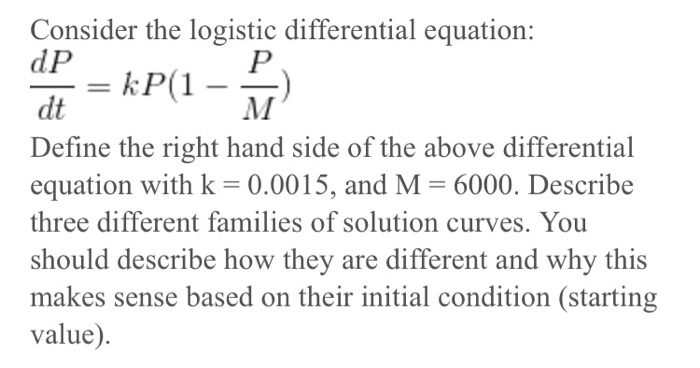 Solved Consider the logistic differential equation: dP – | Chegg.com