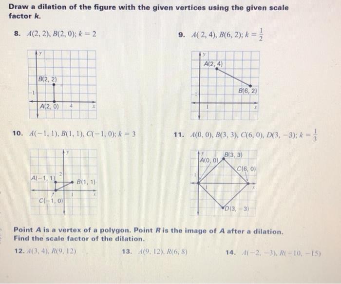 Solved Draw a dilation of the figure with the given vertices | Chegg.com