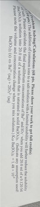 Solved problem Solving/Calculations ( 68pts. Please show | Chegg.com