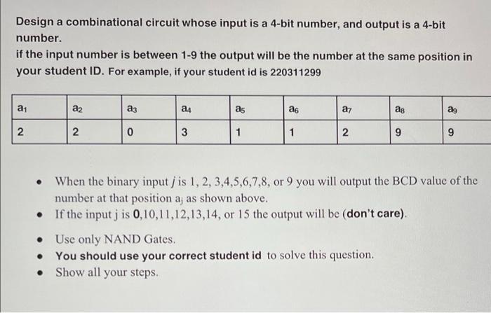 Solved Design A Combinational Circuit Whose Input Is A 4 Bit
