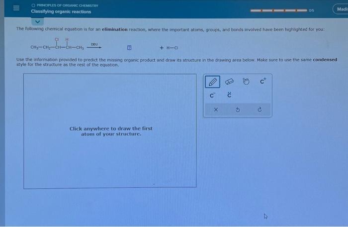 Solved The following chemical equation is for an elimination | Chegg.com