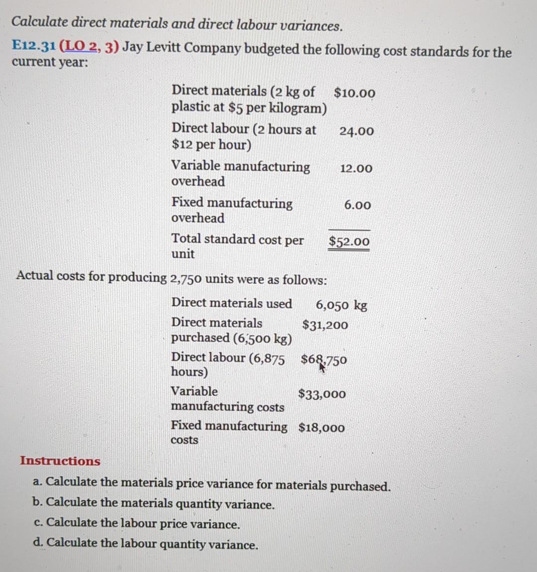 Solved Calculate direct materials and direct labour | Chegg.com