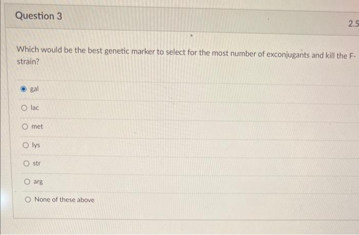 Solved Consider the cross: Hfr: str 5 arg- met- gal+lactlys- | Chegg.com