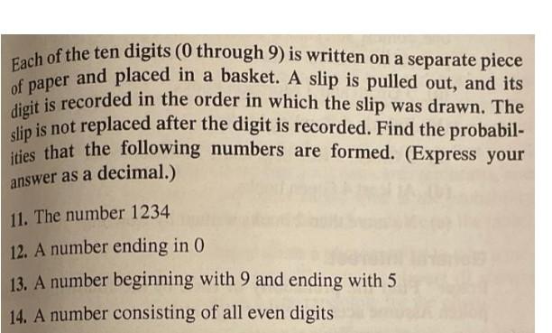 Solved Each of the ten digits (0 through 9) is written on a | Chegg.com