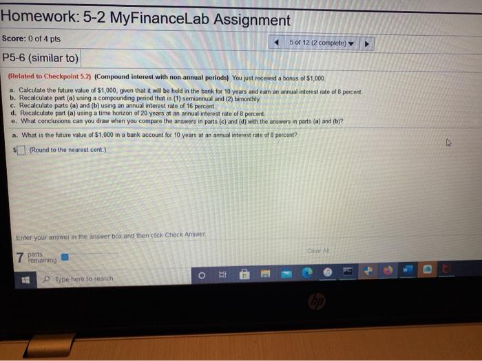 Solved Homework: 5-2 MyFinanceLab Assignment Score: 0 of 4 | Chegg.com