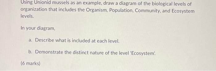 Solved Using Unionid mussels as an example, draw a diagram | Chegg.com