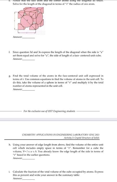 Solved 3. Face - Centered Unit Cell (a) (b) (c) Fig 7. | Chegg.com