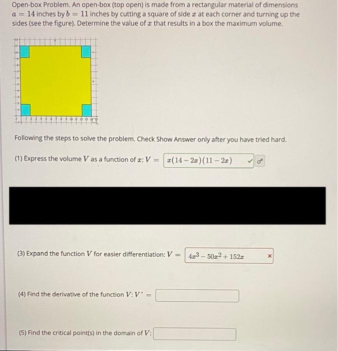 Solved Open-box Problem. An open-box (top open) is made from | Chegg.com