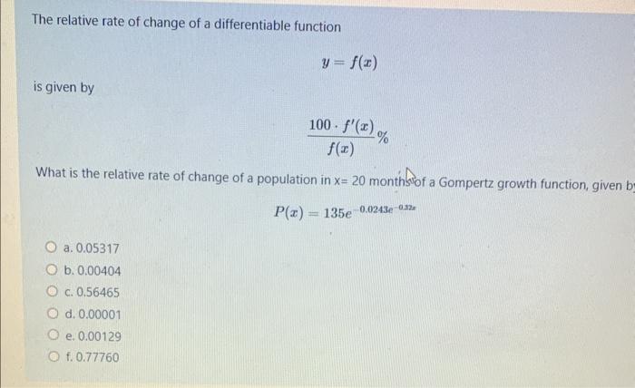 Solved The relative rate of change of a differentiable | Chegg.com