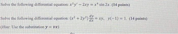 Solved Solve the following differential equation: | Chegg.com