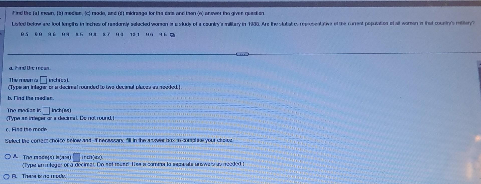 Solved Find the (a) mean, (b) median, (c) mode, and (d) | Chegg.com