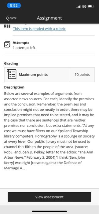 Description Below are several examples of arguments | Chegg.com