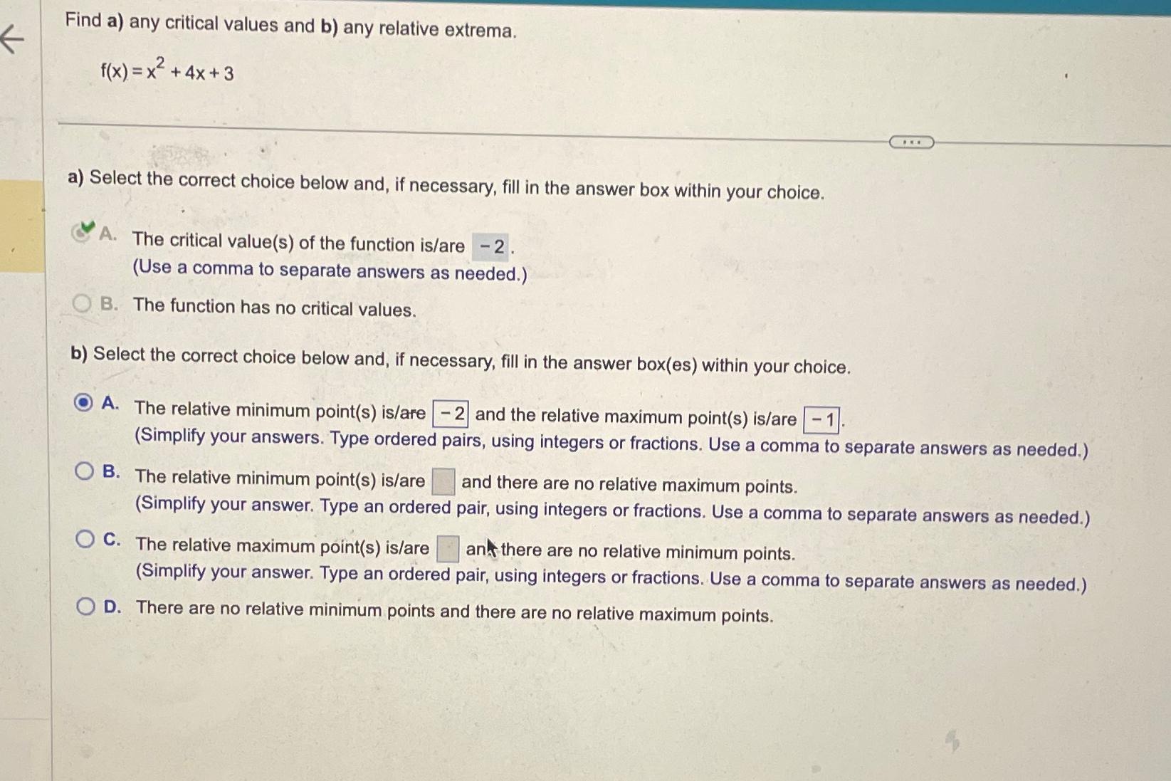Solved Find a) ﻿any critical values and b) ﻿any relative | Chegg.com