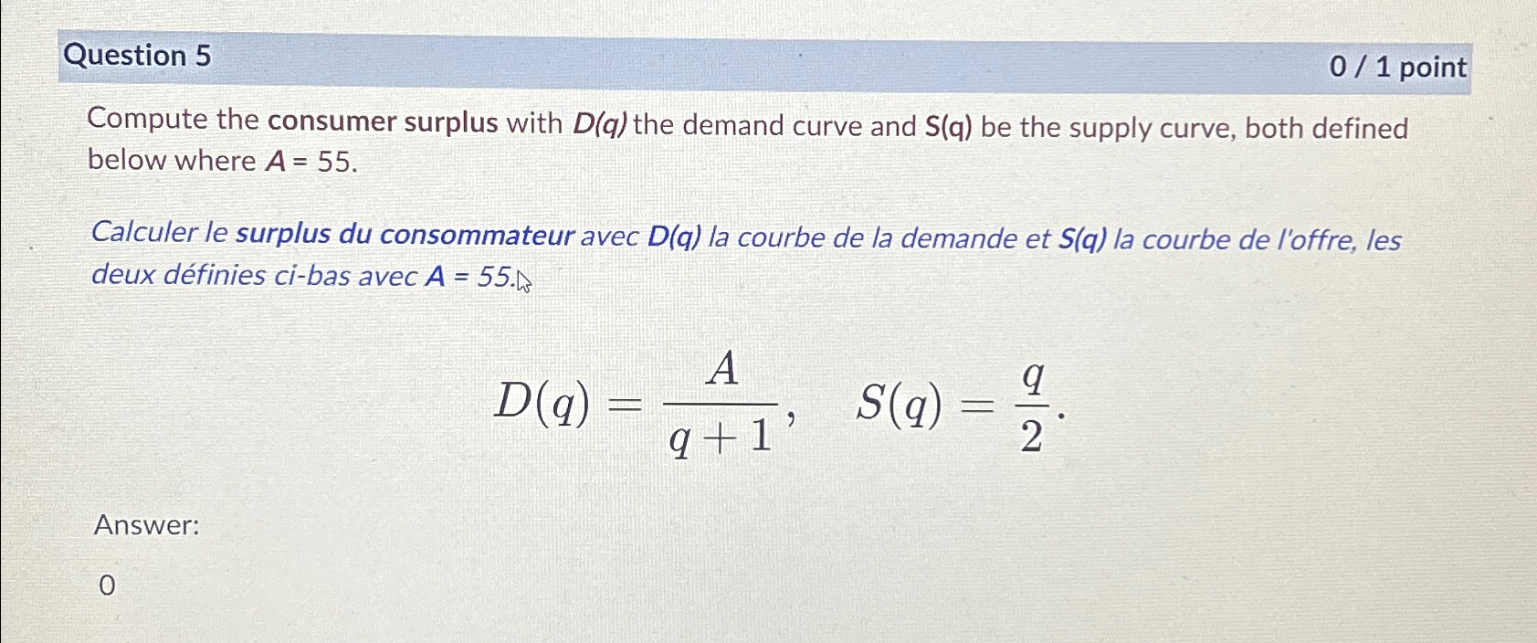 Solved Question 501 ﻿pointCompute the consumer surplus with | Chegg.com