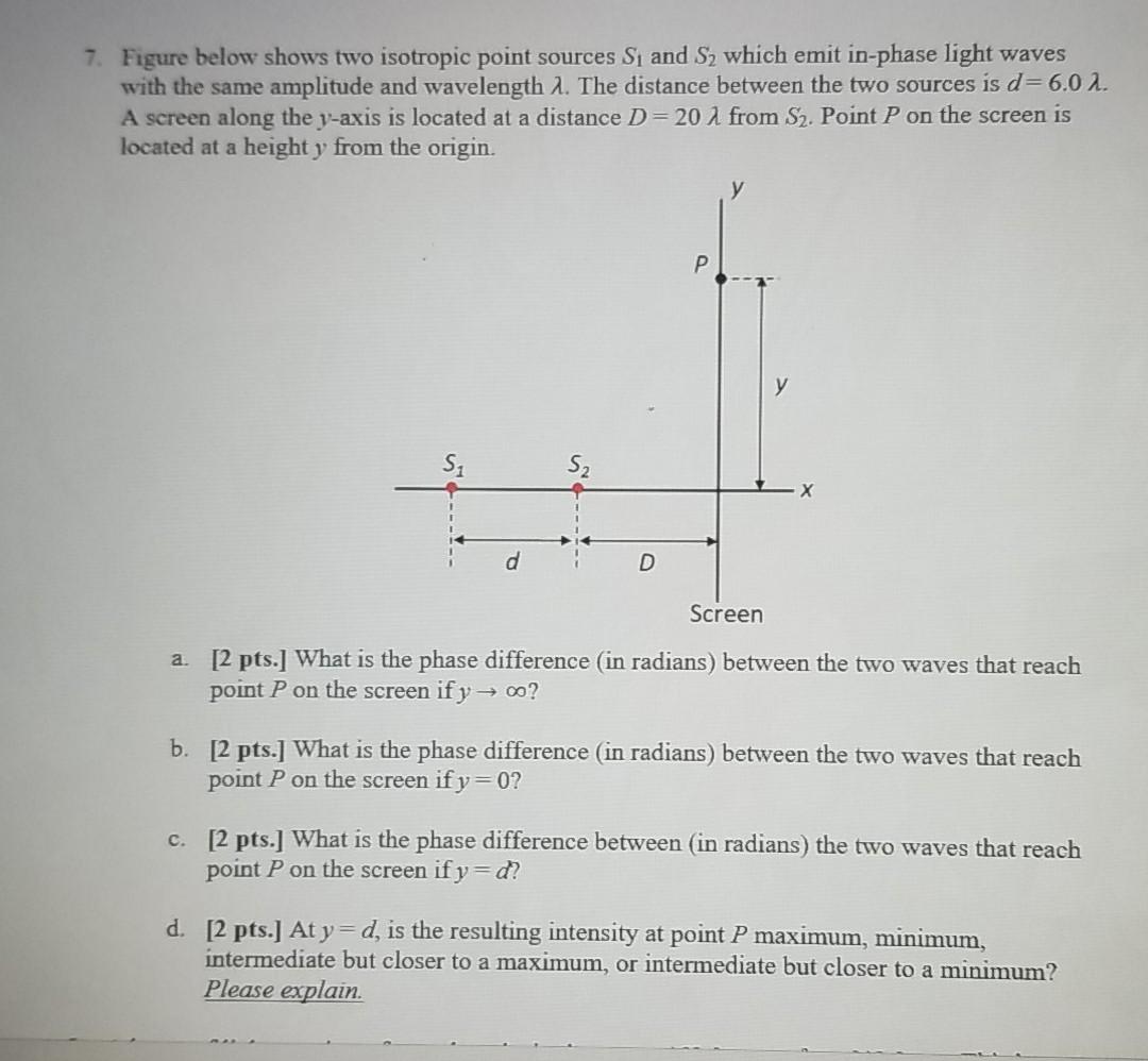 Solved 7. Figure below shows two isotropic point sources Si | Chegg.com