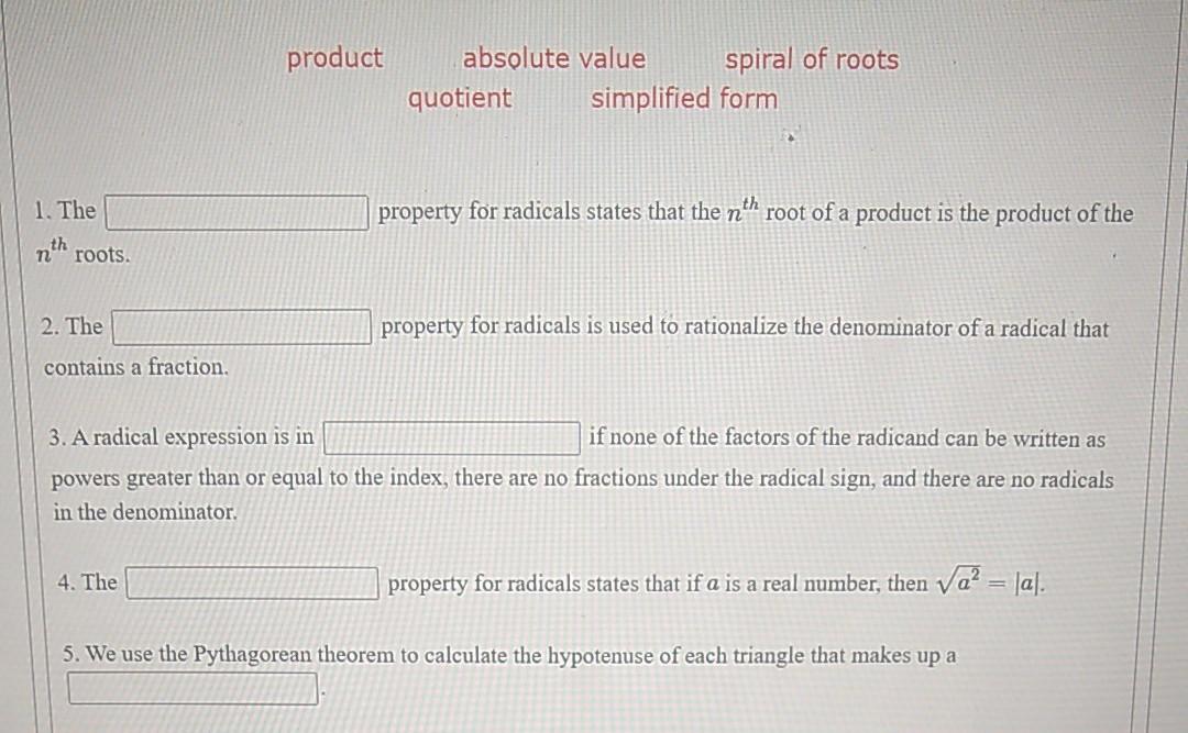 Solved product absolute value spiral of roots quotient | Chegg.com