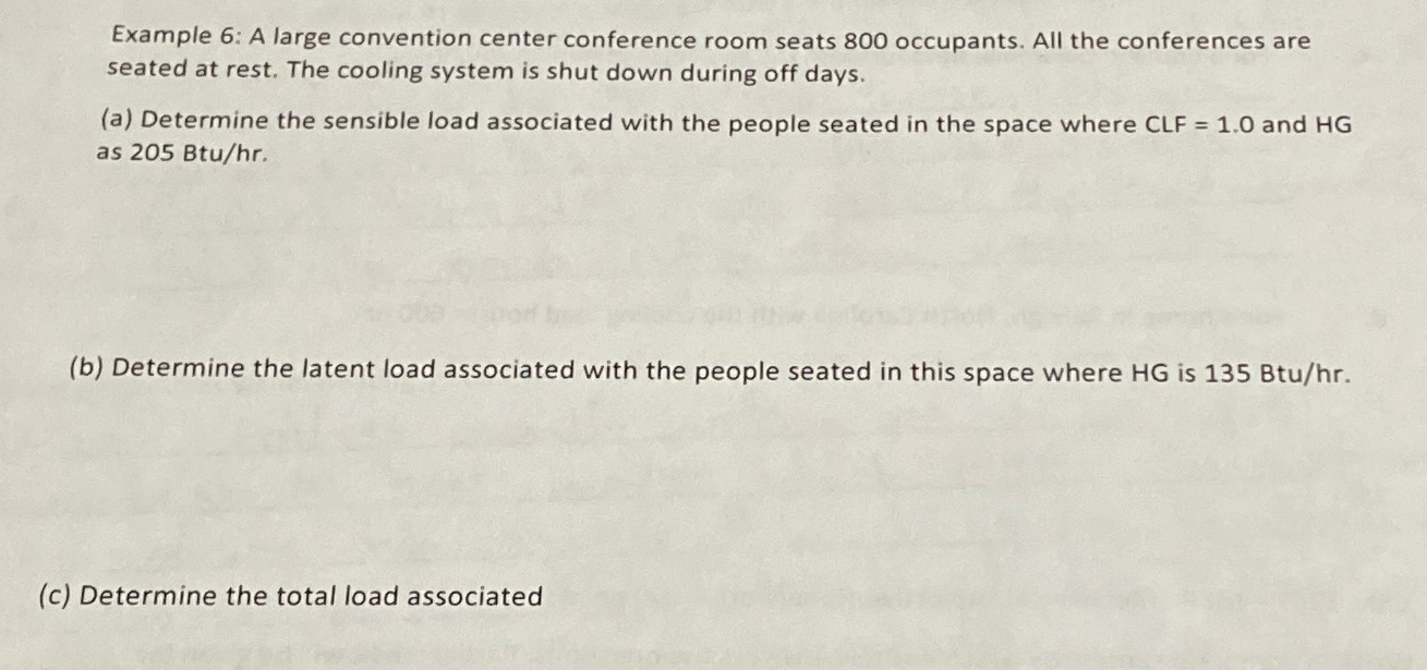 Solved Example 6: A large convention center conference room | Chegg.com