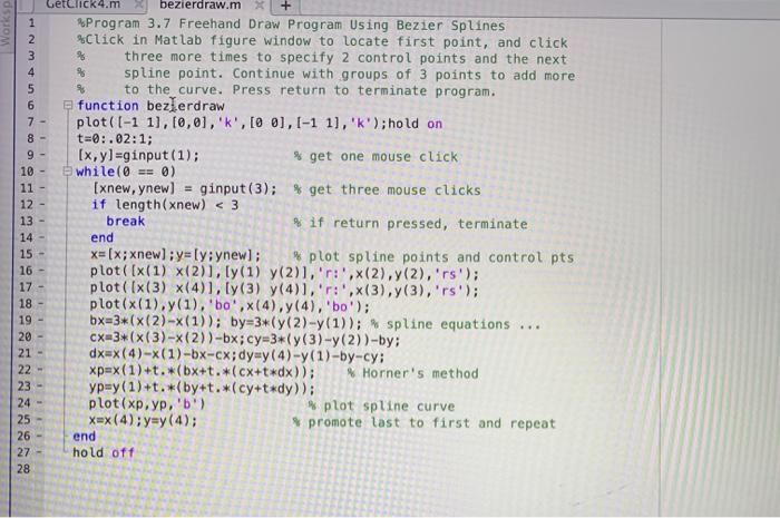 Part 1: Modify the matlab code GetClick4.n to display | Chegg.com