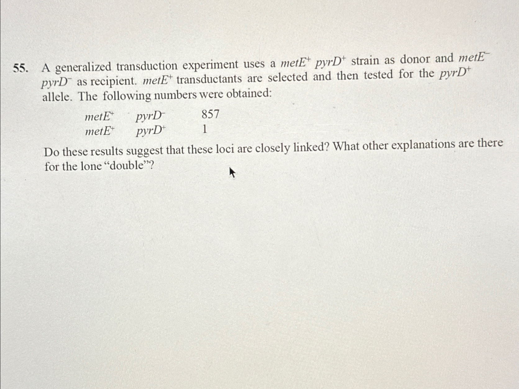 Solved A generalized transduction experiment uses a | Chegg.com
