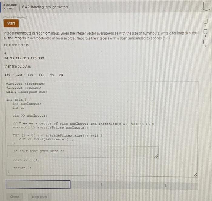 Solved Integer numinputs is read from input. Given the | Chegg.com