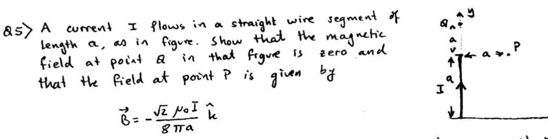 Solved &5) A current in I flows in a straight wire segment | Chegg.com
