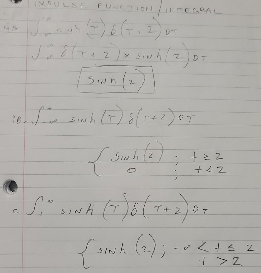 Solved Linear System AnalysisImpulse Functions and | Chegg.com
