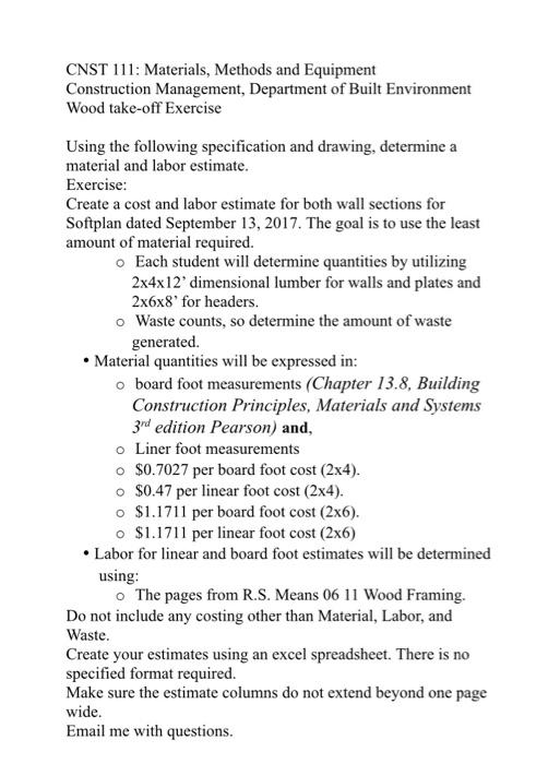 CNST 111: Materials, Methods and Equipment | Chegg.com