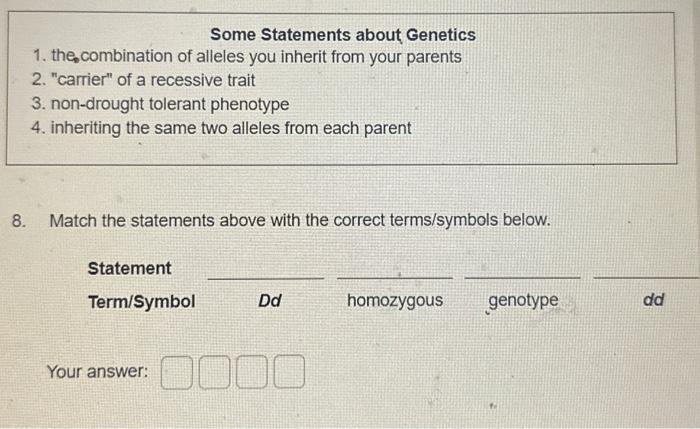 Solved 1. the, combination of alleles you inherit from your | Chegg.com