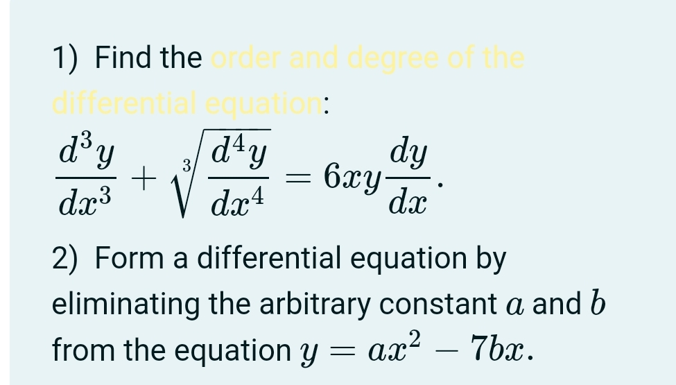 Solved Find thed3ydx3+d4ydx43=6xydydx.Form a differential | Chegg.com