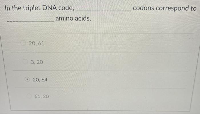 Solved codons correspond to In the triplet DNA code, amino | Chegg.com