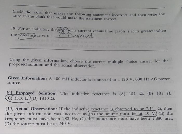 Solved Inductive Reactance Discussion An inductor opposes | Chegg.com
