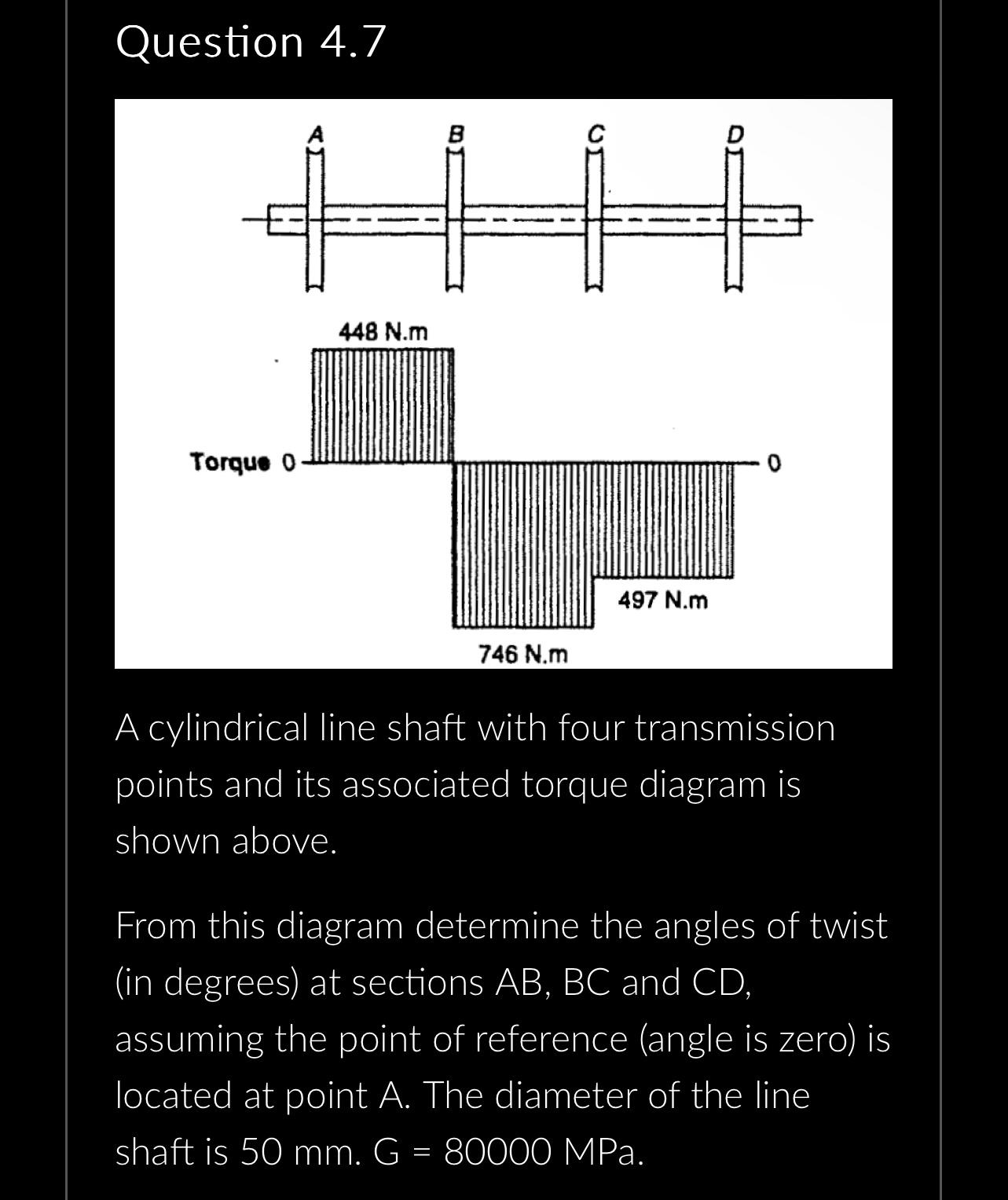 Solved Question 4.7A cylindrical line shaft with four | Chegg.com