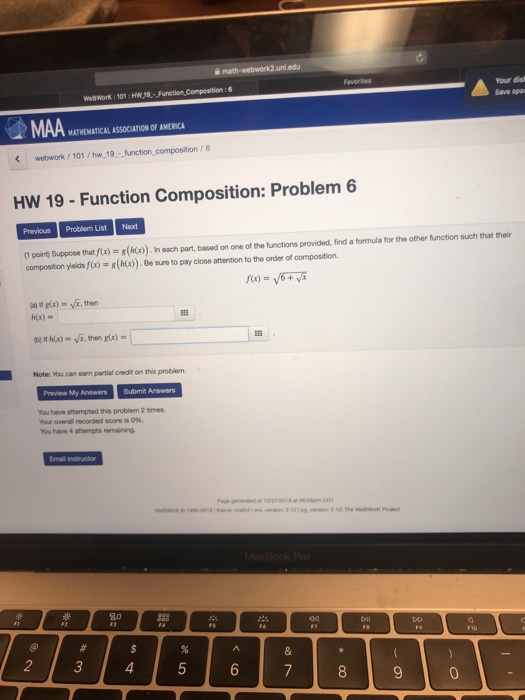 Solved math-webwork unl.edu : 101: HW39,- Function | Chegg.com