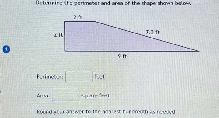 Solved Determine the perimeter and area of the shape shown | Chegg.com
