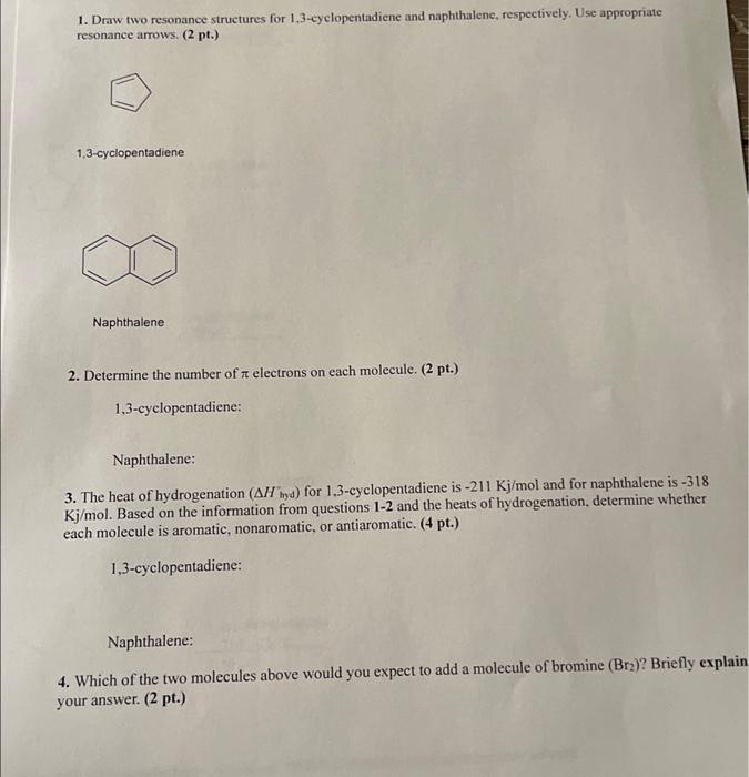 Solved 1. Draw two resonance structures for | Chegg.com
