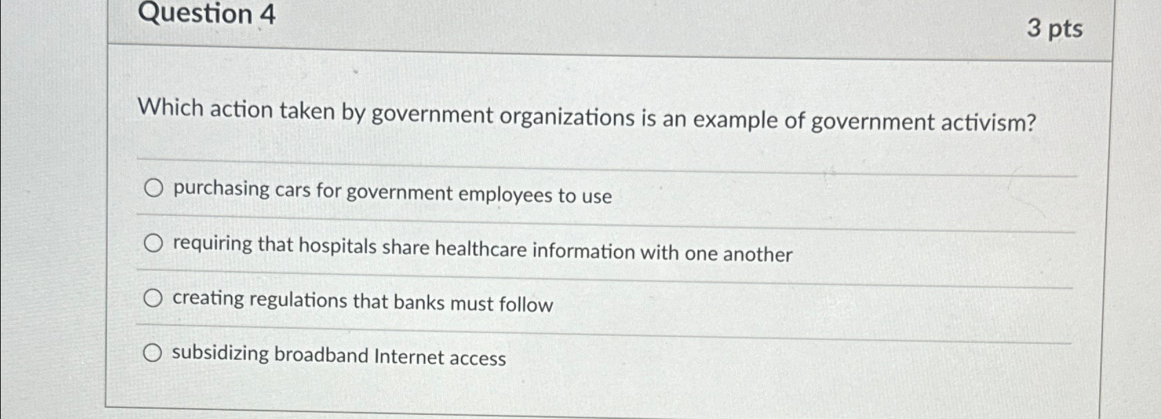 Solved Question 43 ﻿ptsWhich action taken by government | Chegg.com